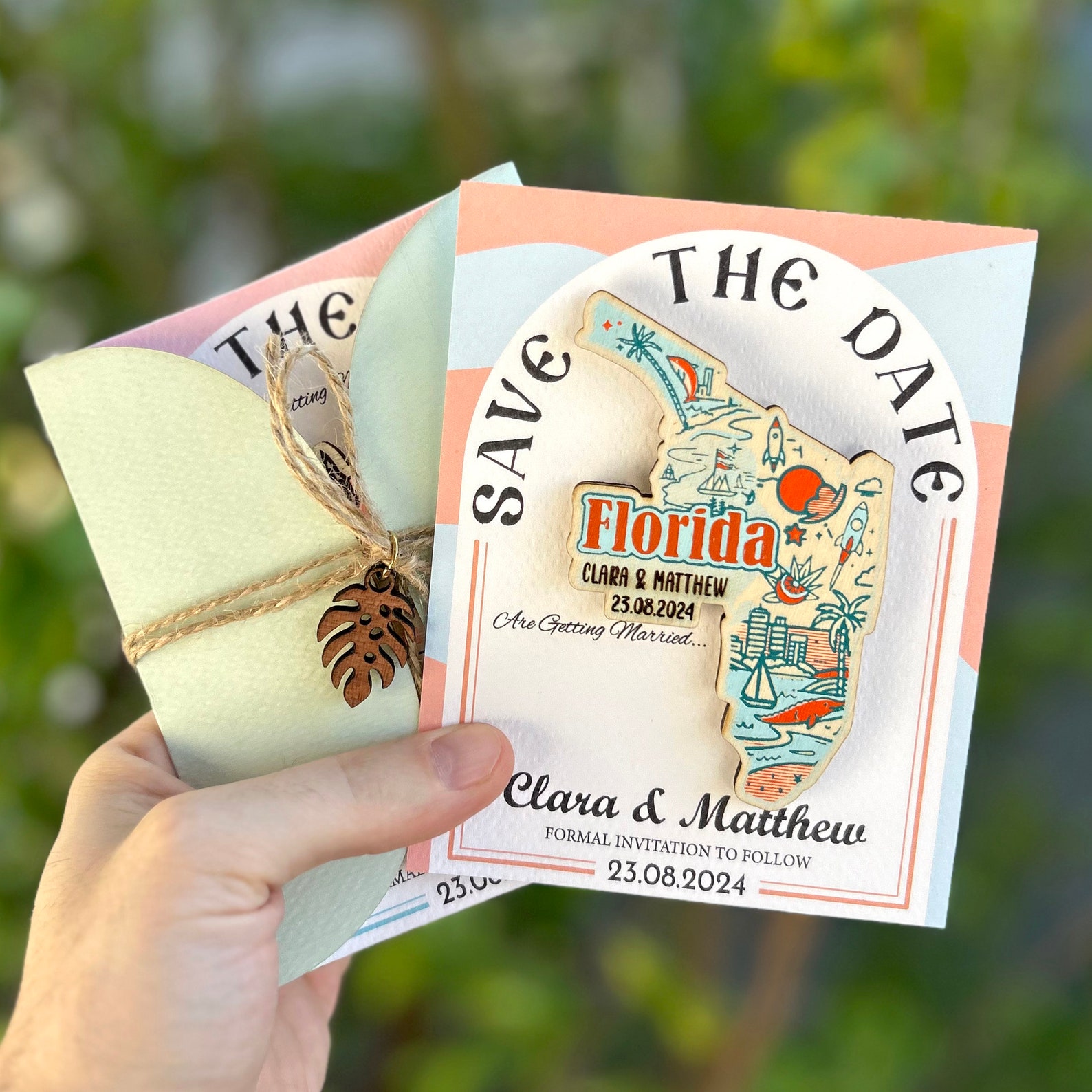 Wooden Florida State Save the Date Magnet Rustic Wooden Magnet Special ...