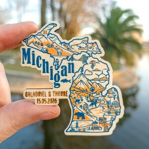Michigan Thank You Magnets, Unique Bulk Wedding Favor Gift Wooden ...