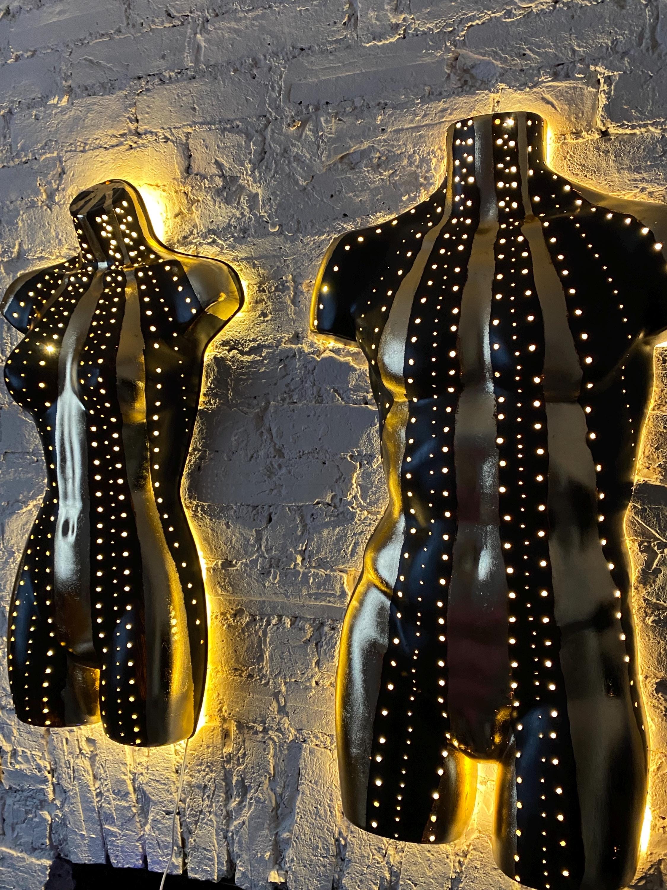 Mannequin Wall Light | Custom Lamp Painted Female Torso Lamp | Bespoke ...