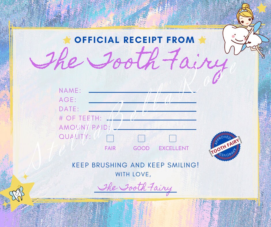 Tooth Fairy Receipt Digital Download - Etsy