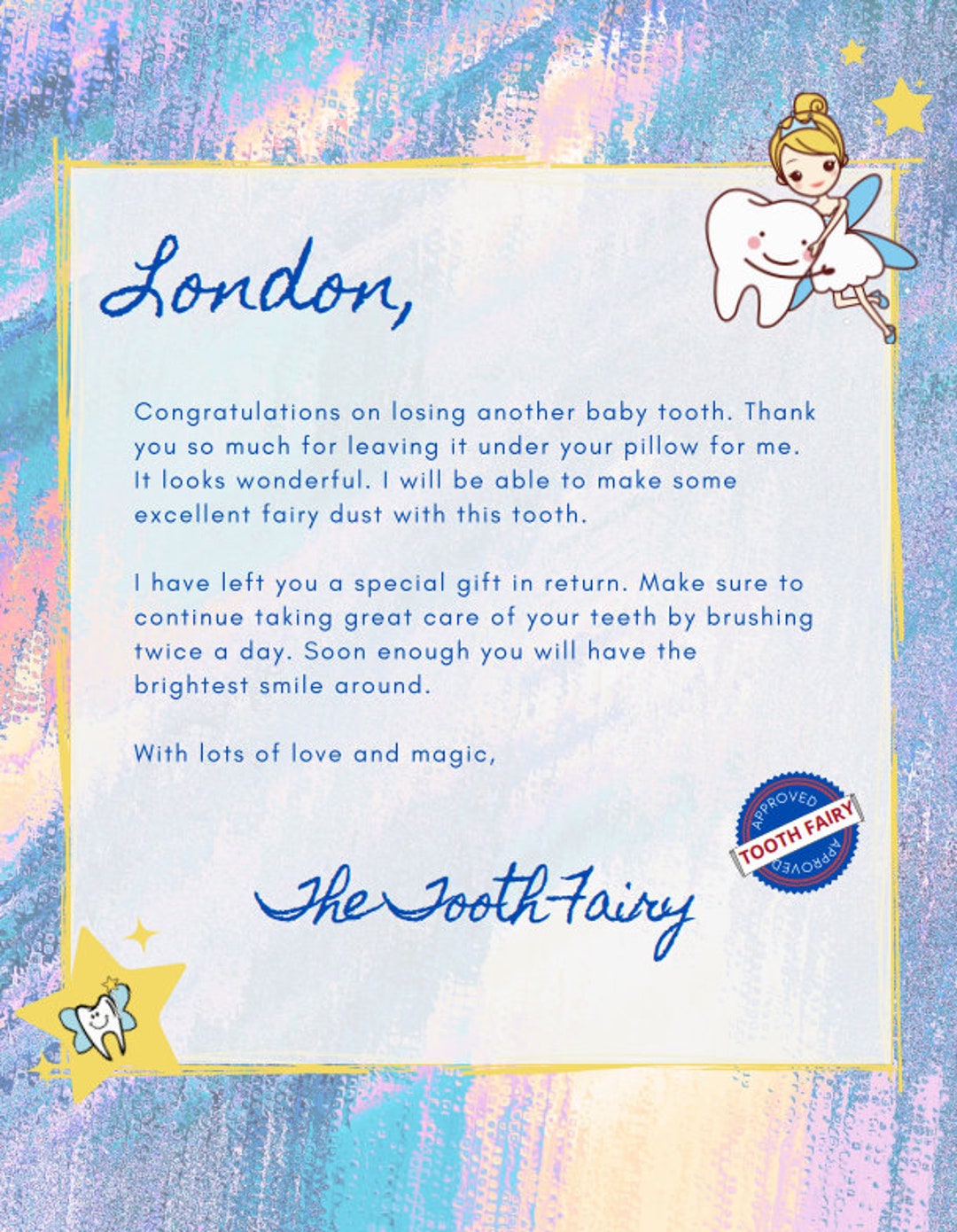 Letter From Tooth Fairy, Instant Download - Etsy