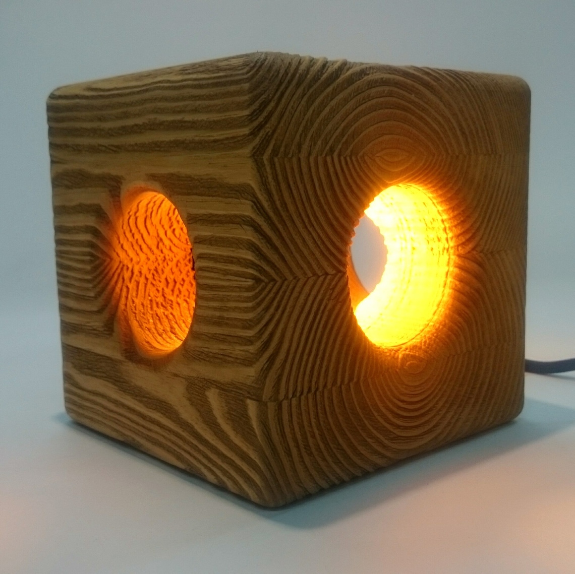 Cube Wood Night Light Bedside Lamp Godmother Gift Miniature | Etsy