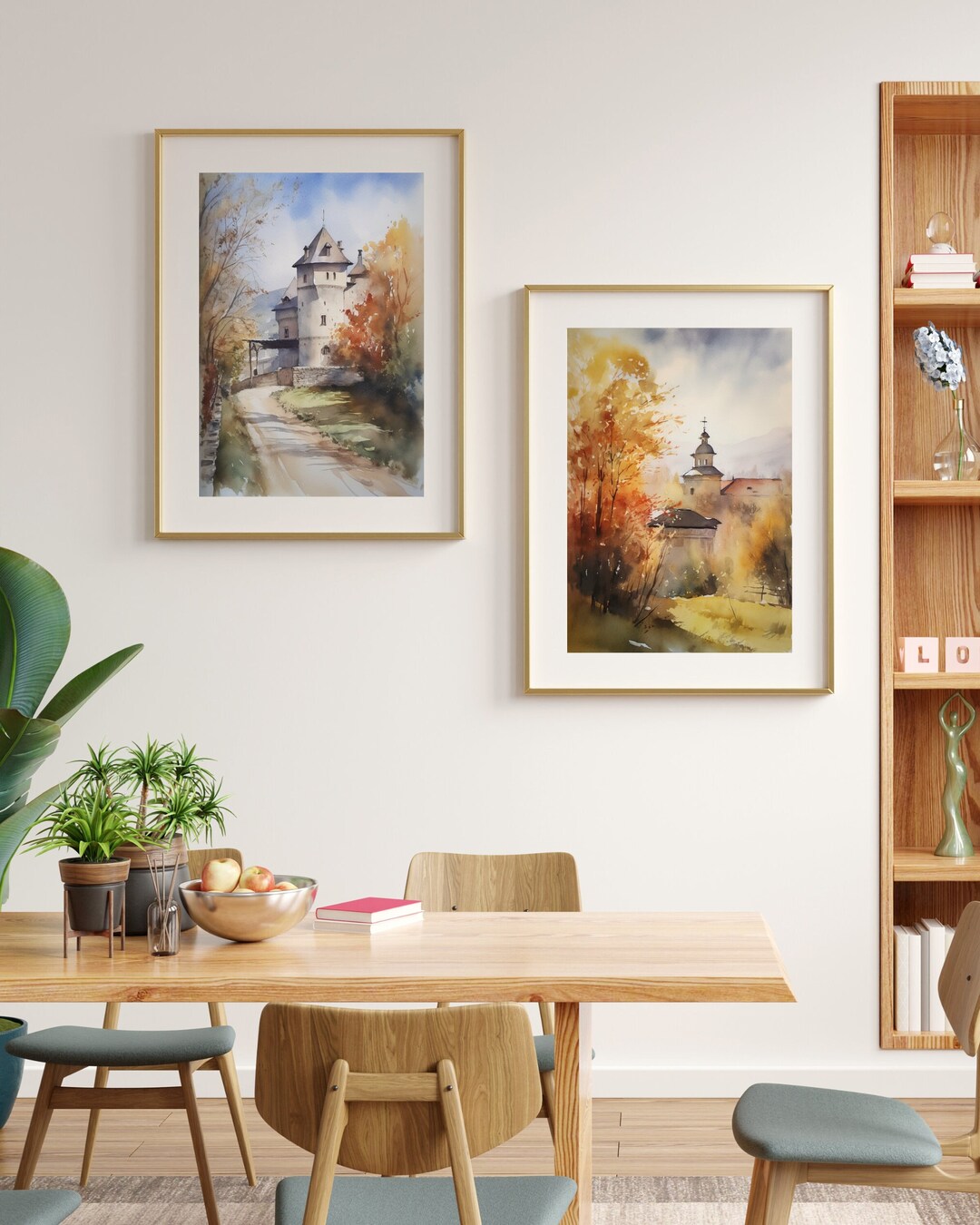 Romania Watercolor Painting, Landscape, Watercolor Wall Decor Art ...