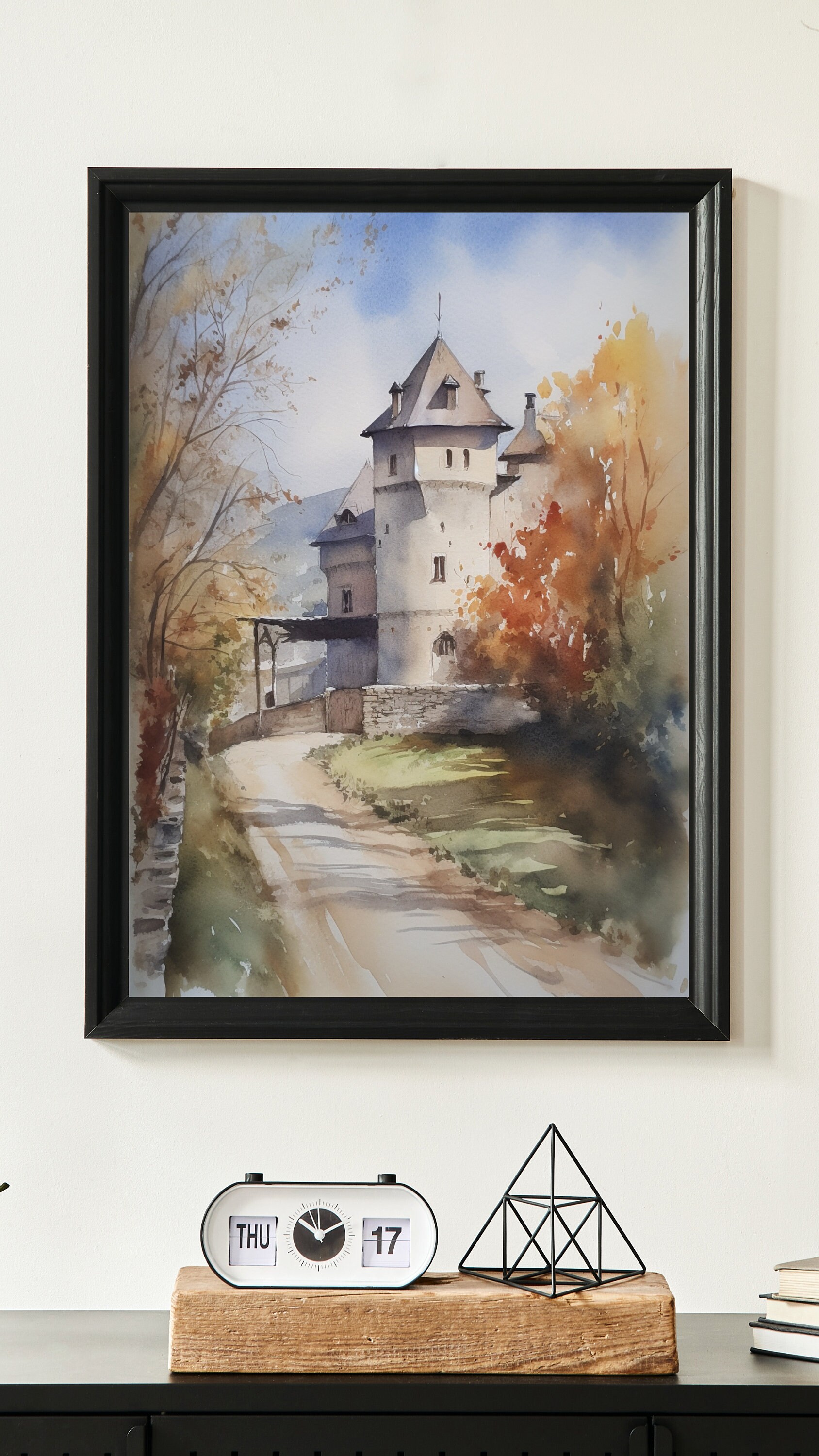 Romania Watercolor Painting, Landscape, Watercolor Wall Decor Art ...