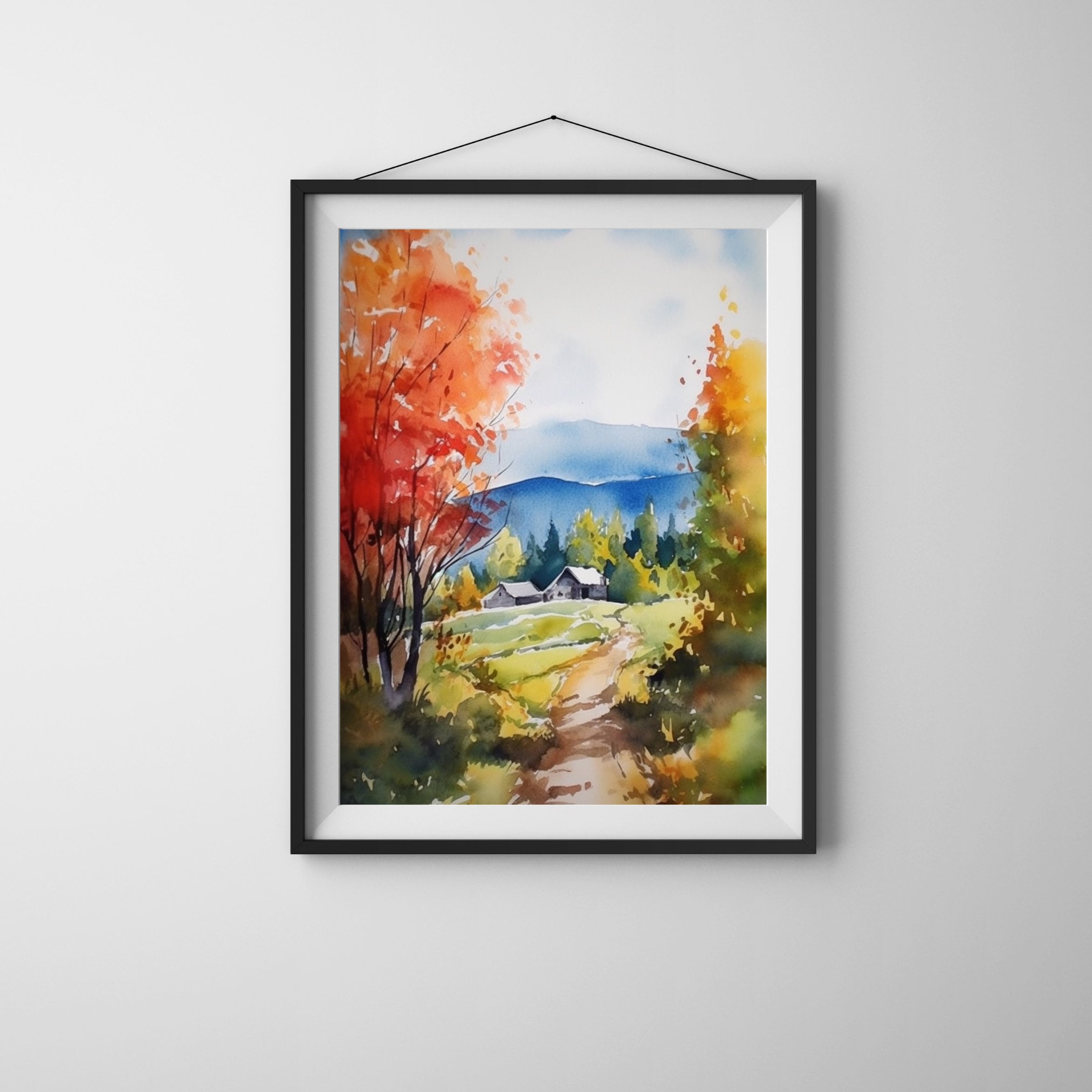 Romania Watercolor Painting, Landscape, Watercolor Wall Decor Art ...