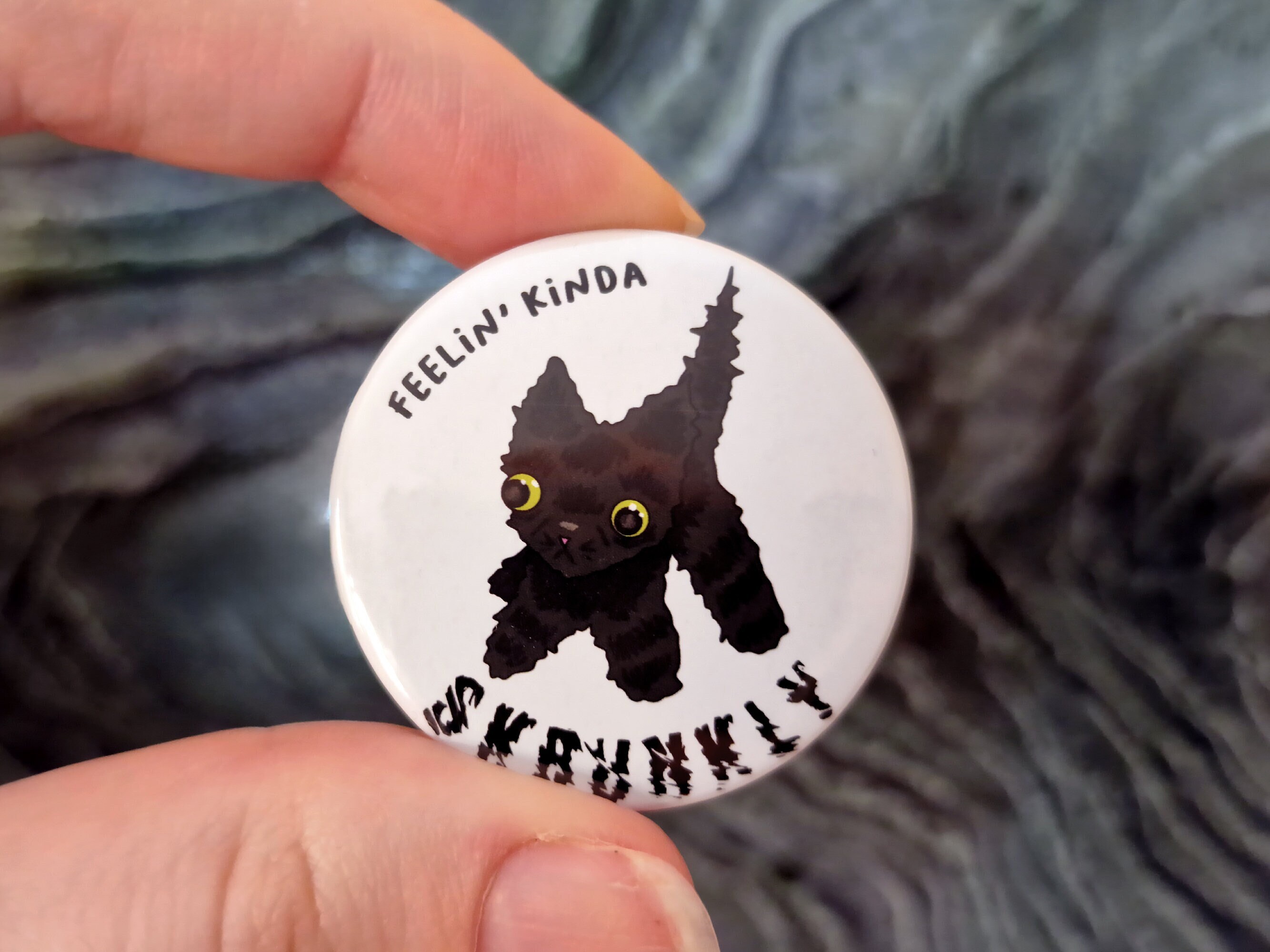 Feelin' Kinda Srunkly Badge Scraggly Cat Pin Back Button - Etsy