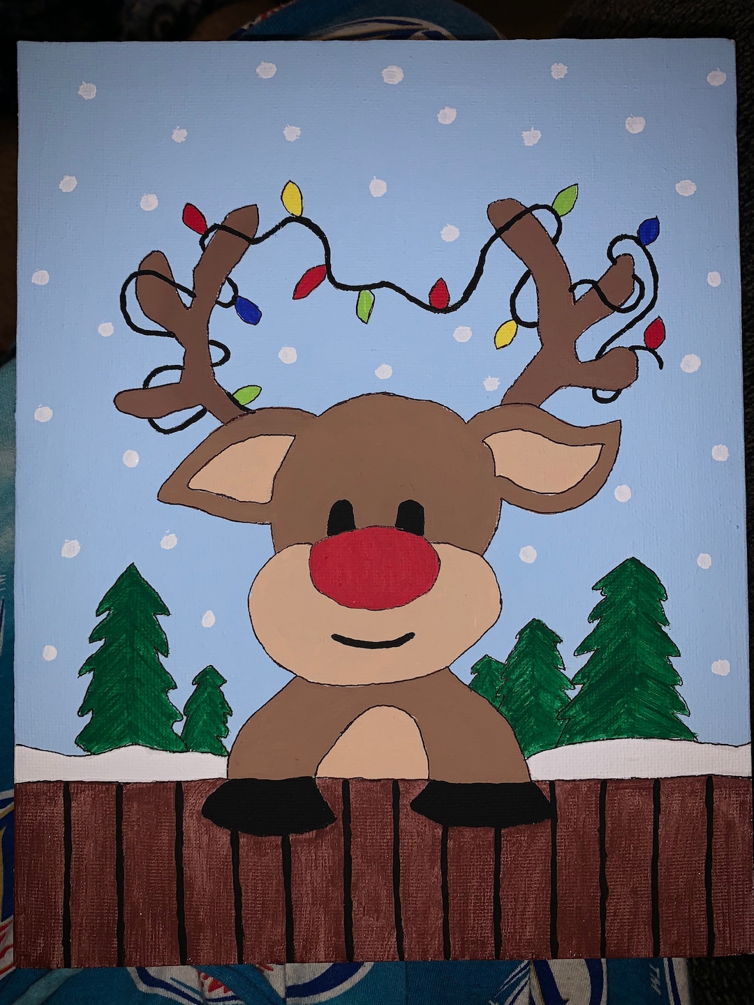 Handmade Rudolph the Reindeer Painting - Etsy