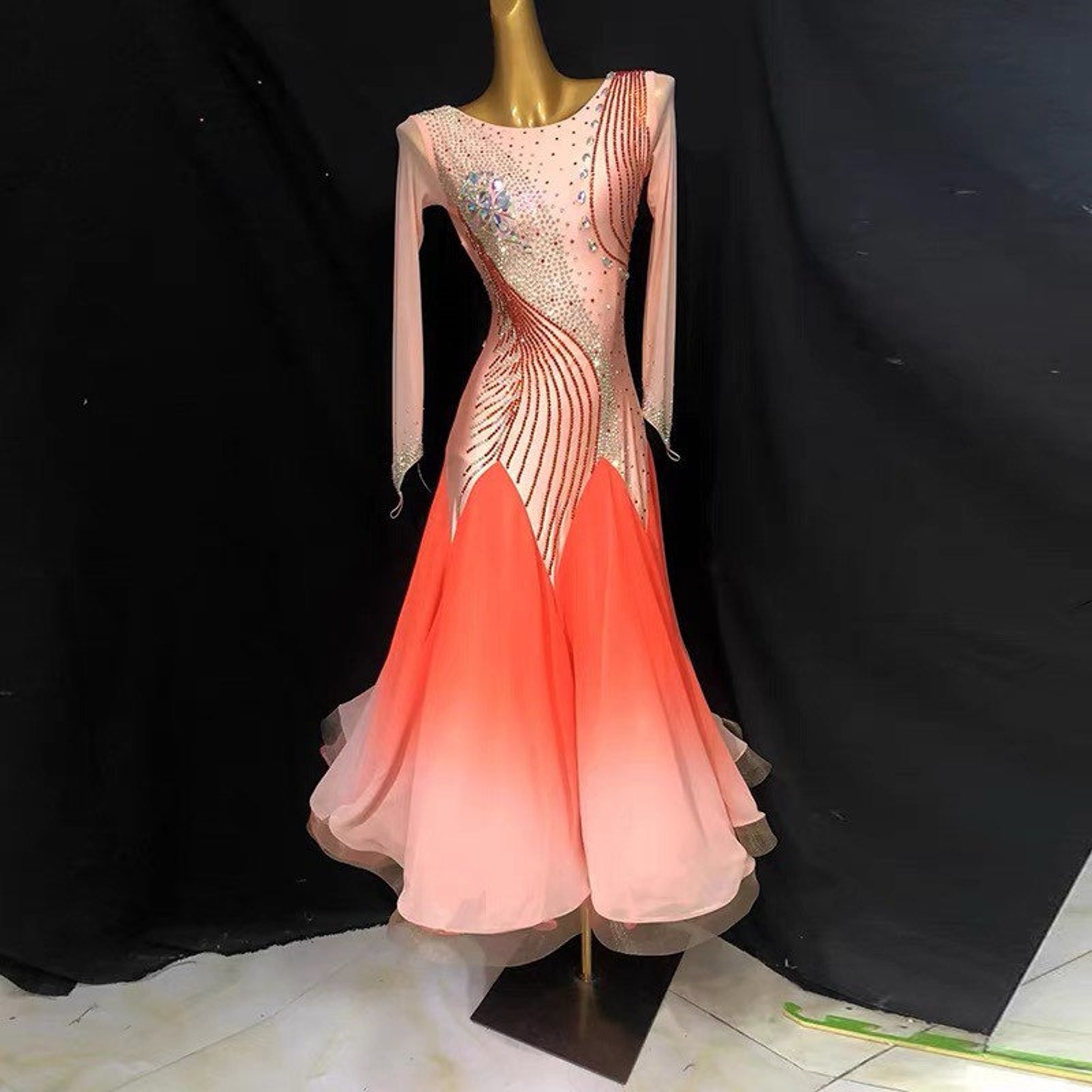 Ombré Orange Ballroom Dance Dress Smooth Dance Dress - Etsy