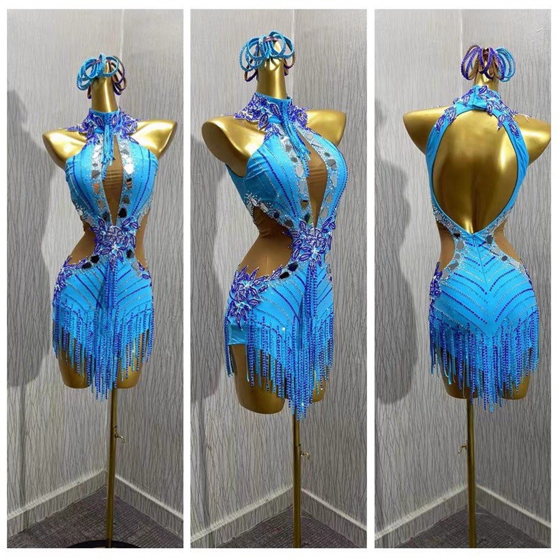 Blue Fringe Latin Dress - Etsy