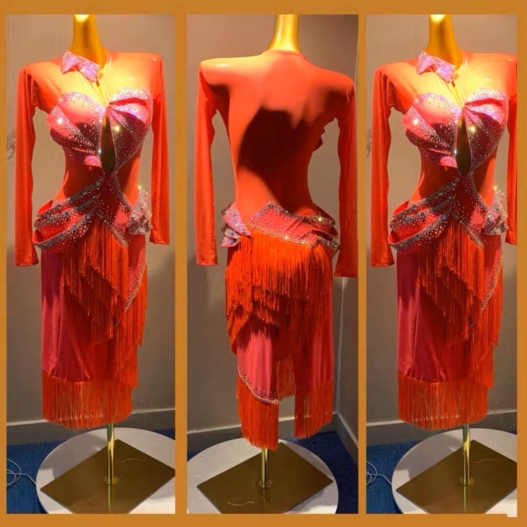 Red Latin Dress Rhythm Dress Argentine Tango Dress - Etsy