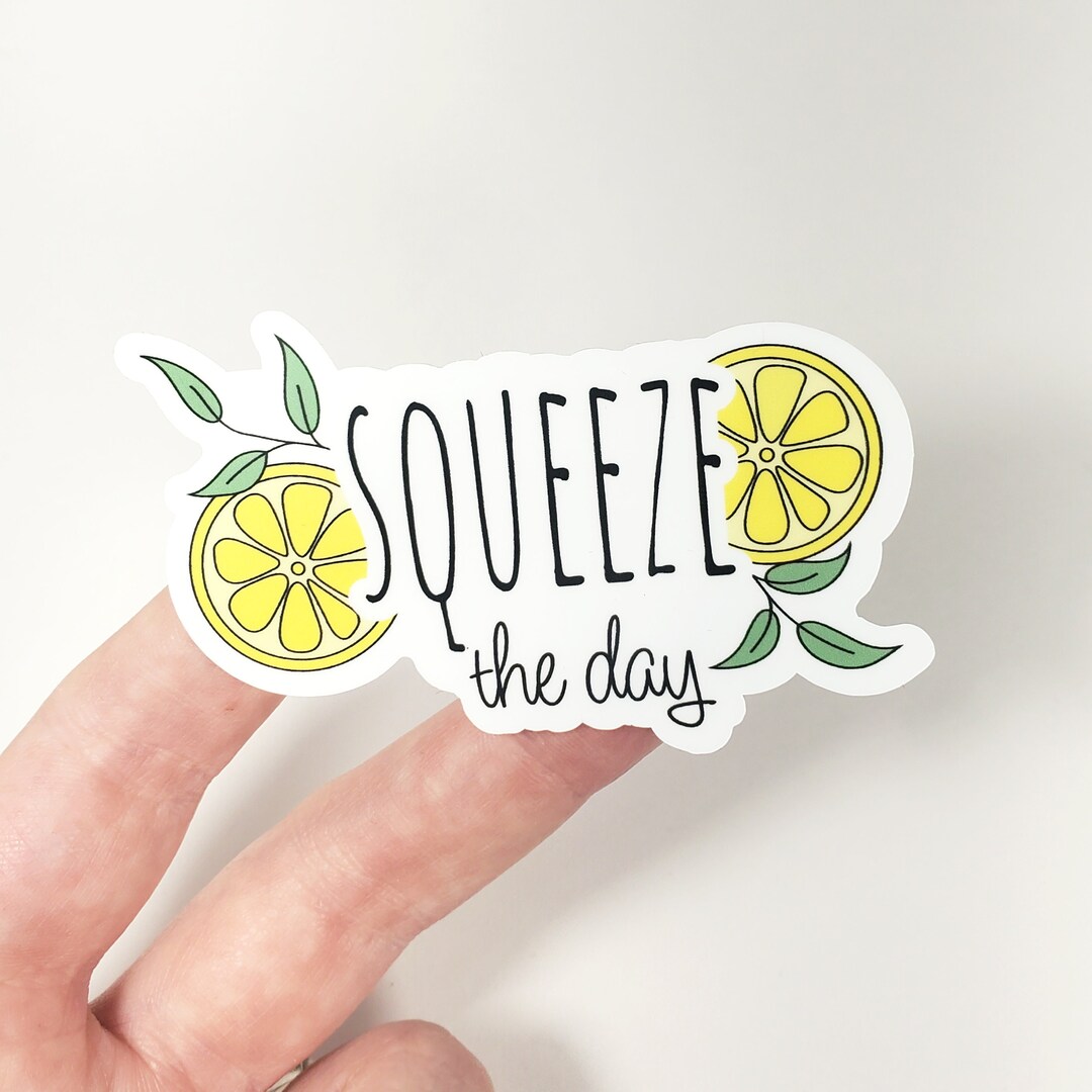 Squeeze the Day Lemon Sticker | Lemonade | Water Bottle Decal | Laptop ...