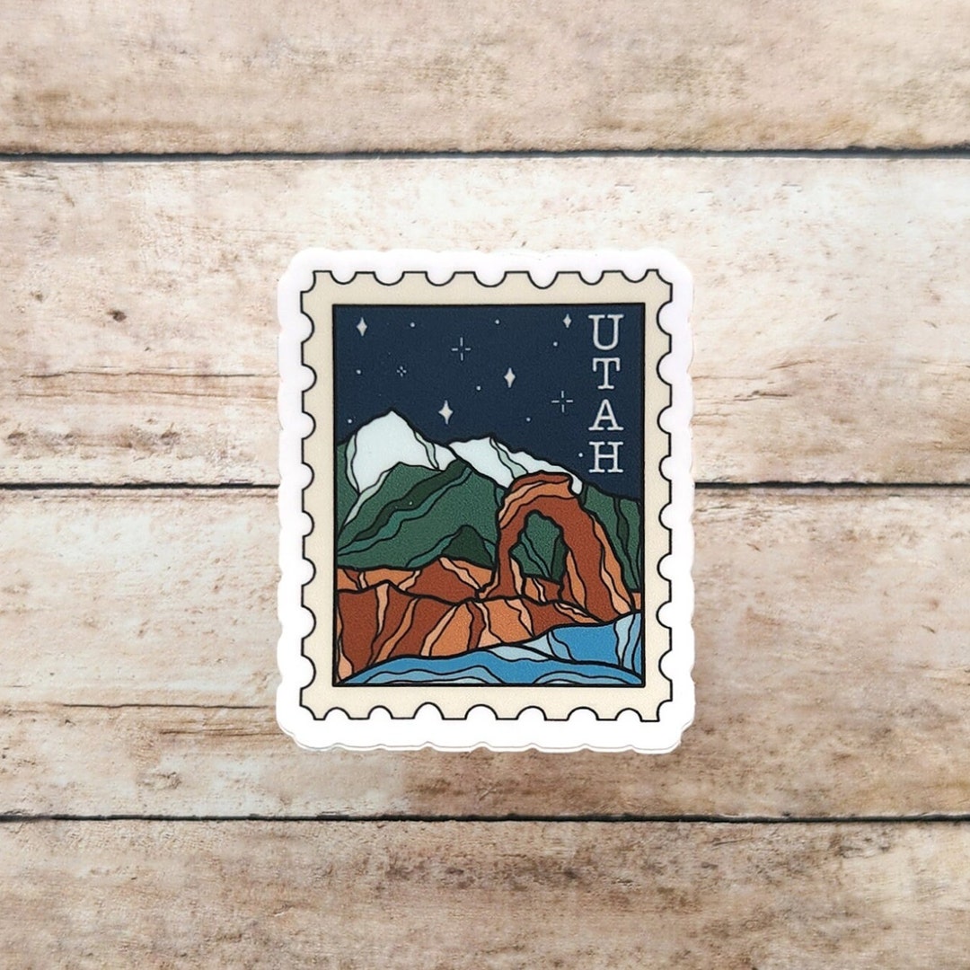 Utah State Stamp Sticker | Artsy Stamp | Red Rock | Desert | Mountain ...
