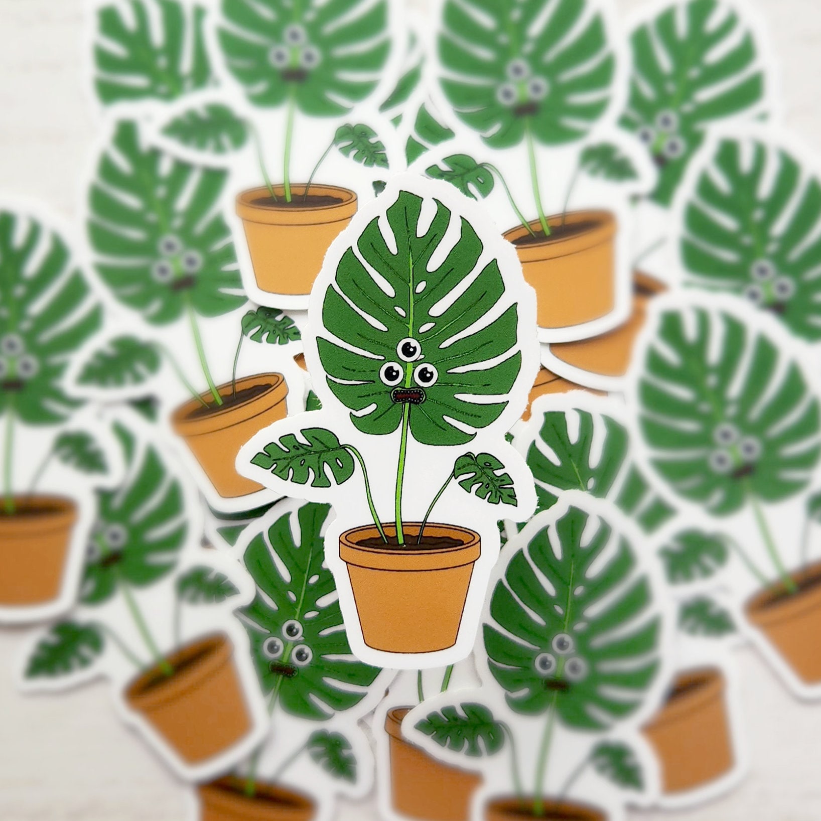 Monstera Plant Sticker | Plant Monster | Funny | Plant Lover | Plant ...