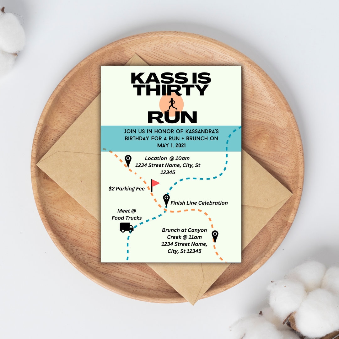 Runner's Birthday Party or Event Invitation - Perfect for Birthdays ...