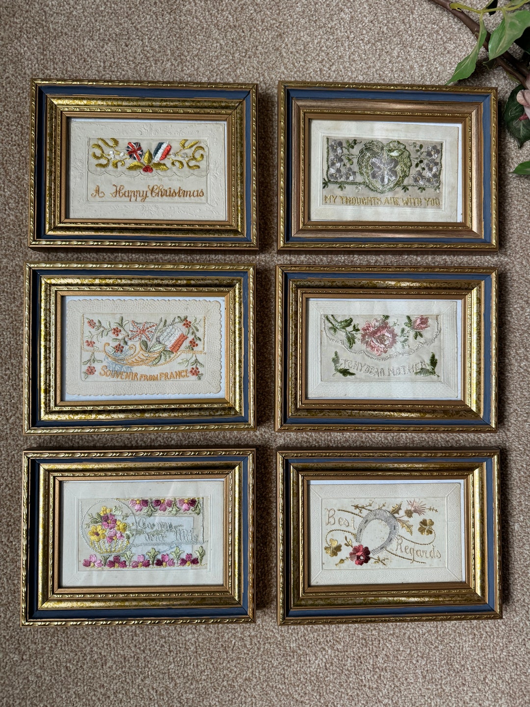 WWI Embroidered Silk Greetings Card. Beautiful Original World War I Memorabilia. Antique ...