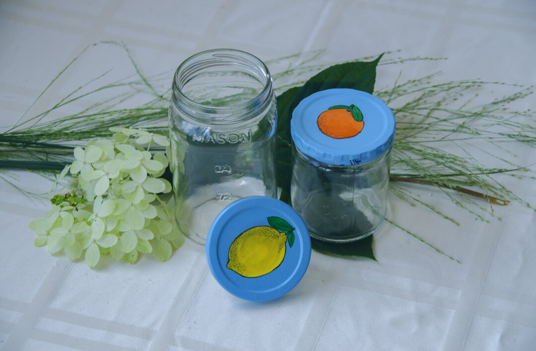 Citrus Lids + Jars | Repurposed Decor | Upcycled Art - Etsy