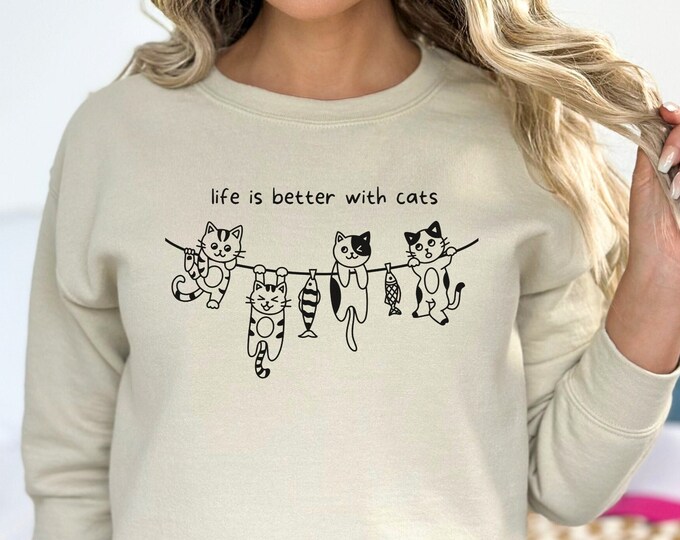 Funny Cat Sweatshirt, Cat Shirt, Kitten Shirt, Funny Women Sweatshirt ...