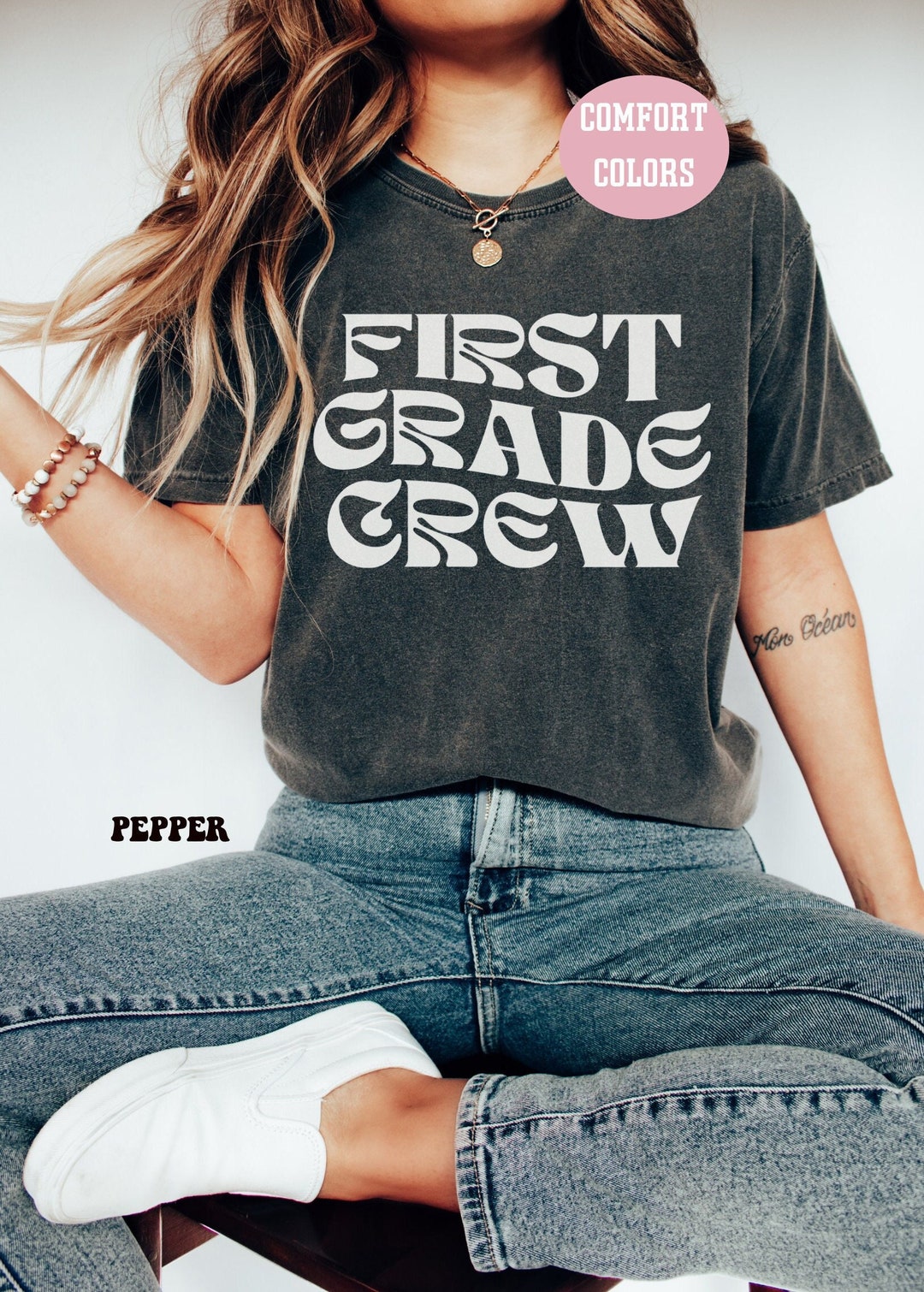 First Grade Crew Shirt, Comfort Colors Shirt, First Grade Teacher Shirt ...