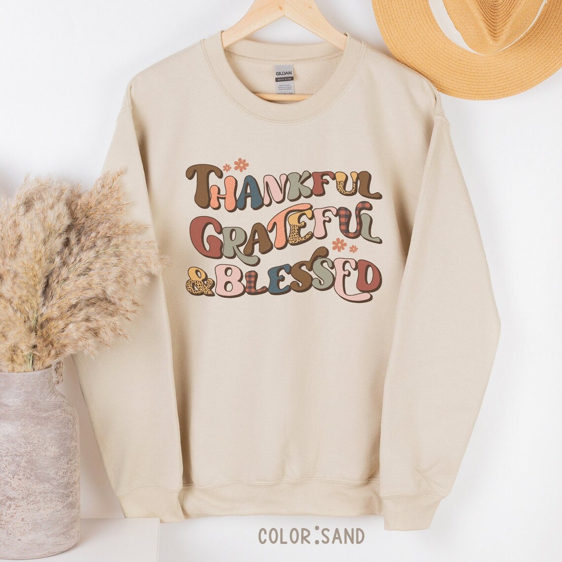 Thankful Grateful Blessed Sweatshirt Retro Thankful Sweater - Etsy