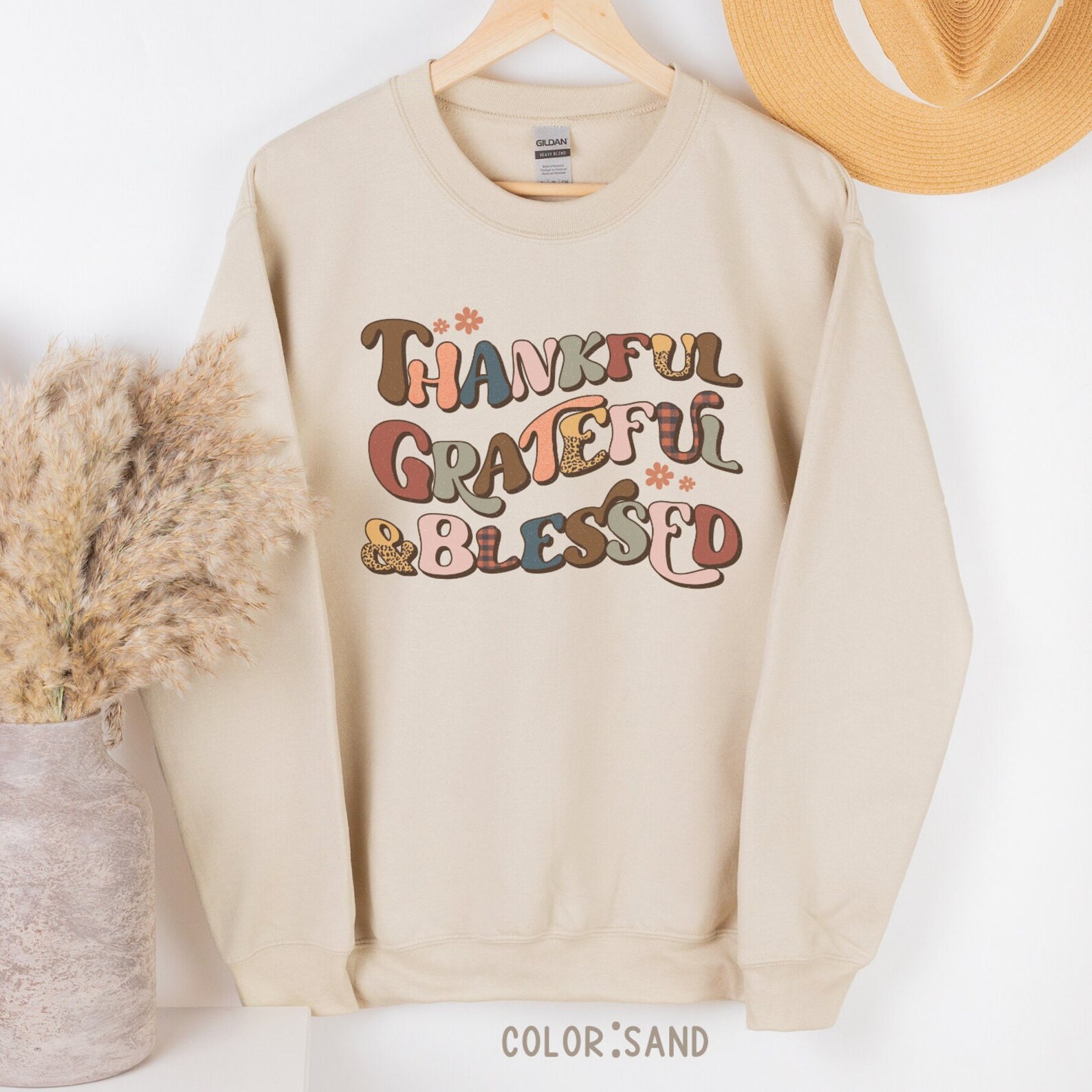 Thankful Grateful Blessed Sweatshirt Retro Thankful Sweater Etsy