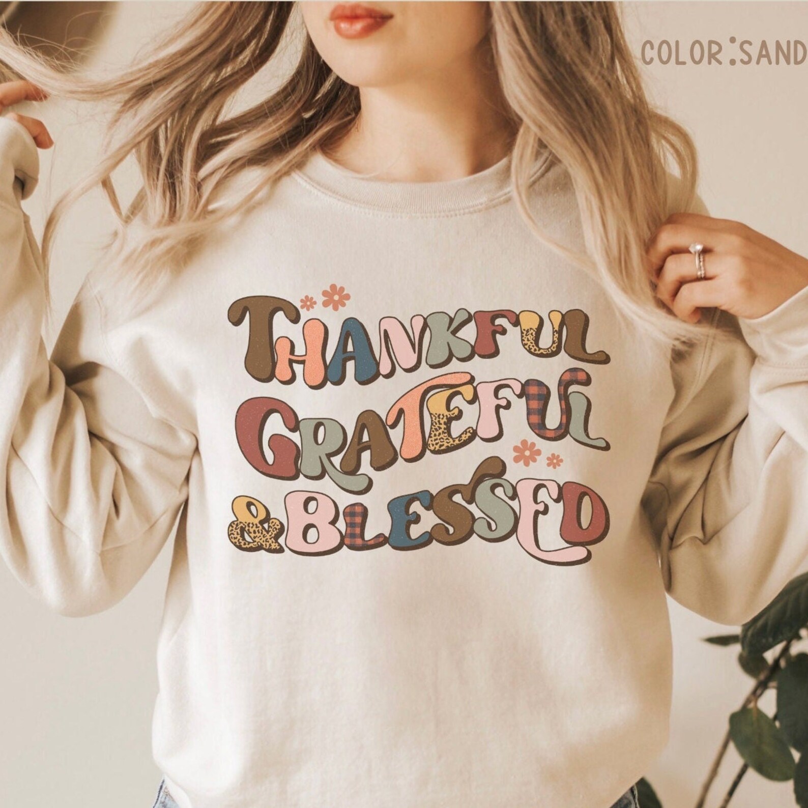 Thankful Grateful Blessed Sweatshirt Retro Thankful Sweater - Etsy