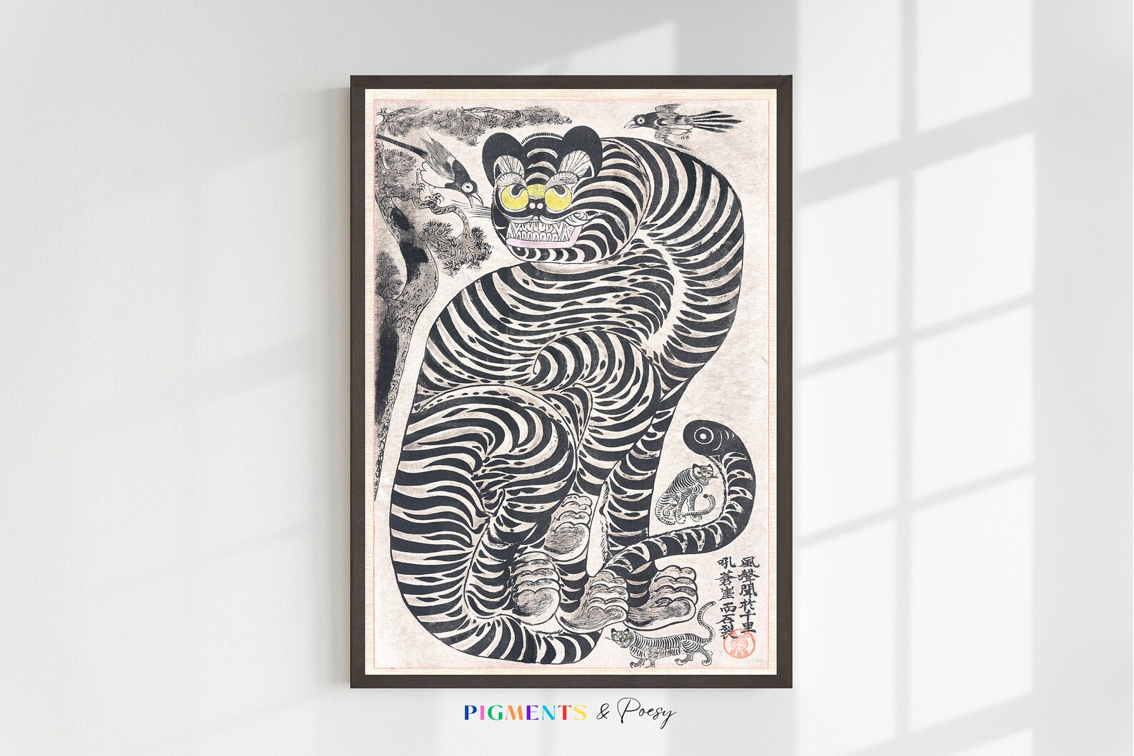 Japanese Traditional Talismanic Tiger, Japan Wall Art Edo Period Ukiyo ...