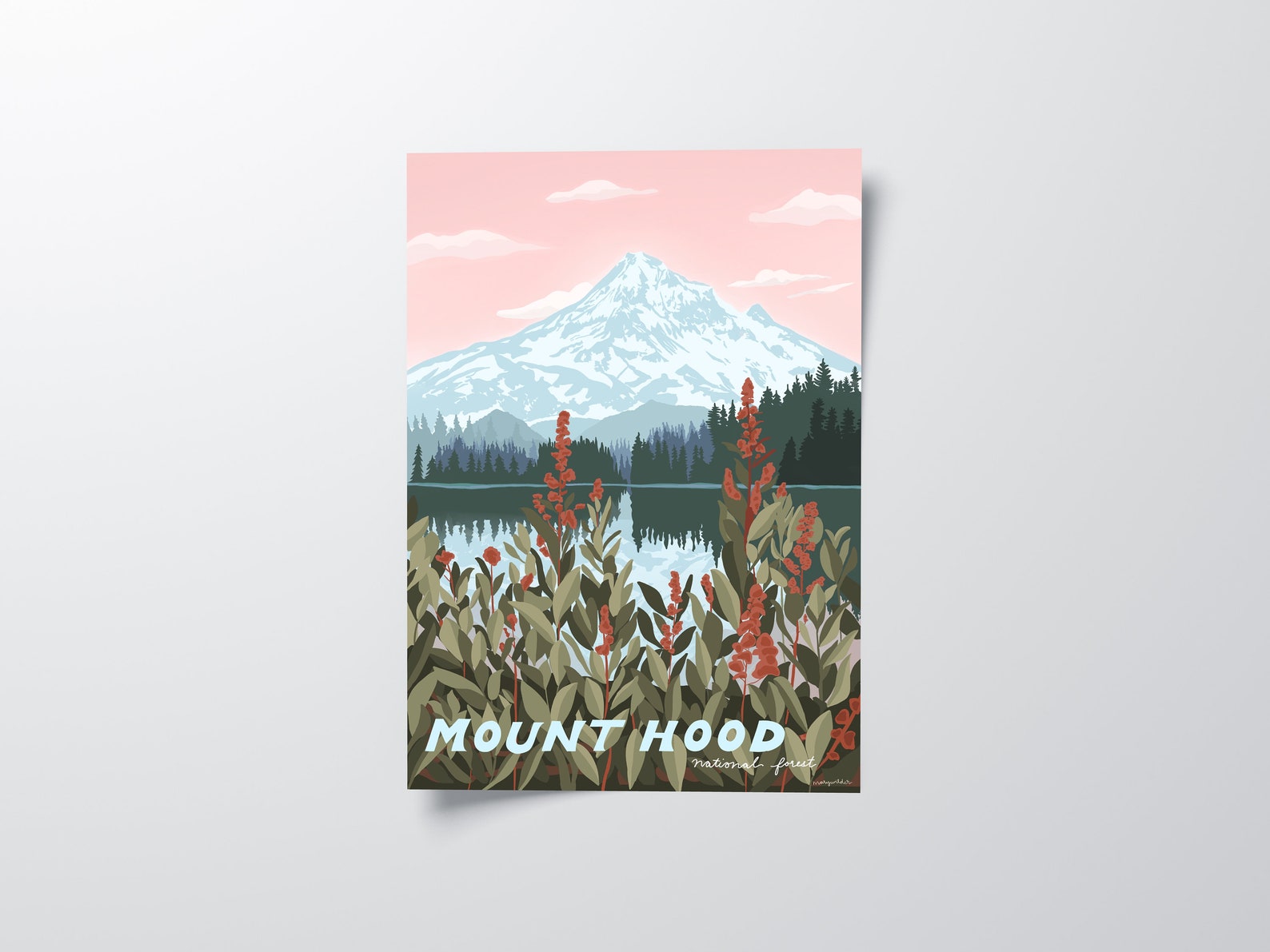 Mount Hood Print Mt Hood Portland Oregon Travel Poster - Etsy