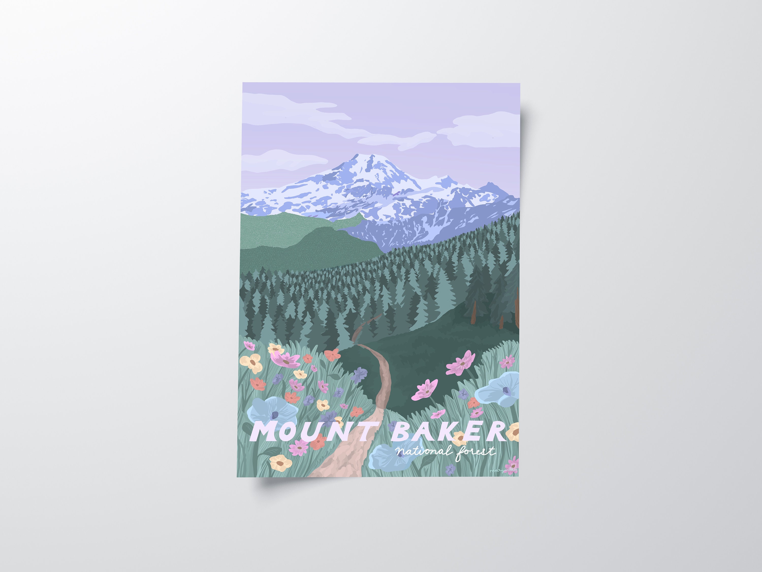 Mount Baker National Forest Poster, Washington, Mount Rainer National ...