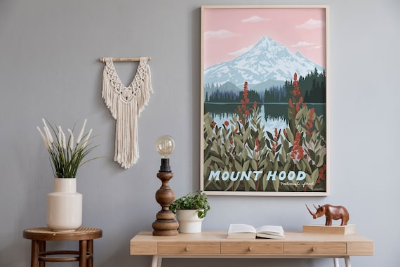 Mount Hood Print Mt Hood Portland Oregon Travel Poster - Etsy