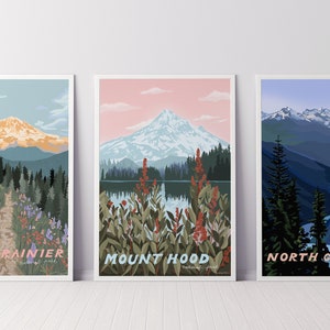 Mount Hood Print, Mt Hood, Portland Oregon Travel Poster, Mount Hood ...