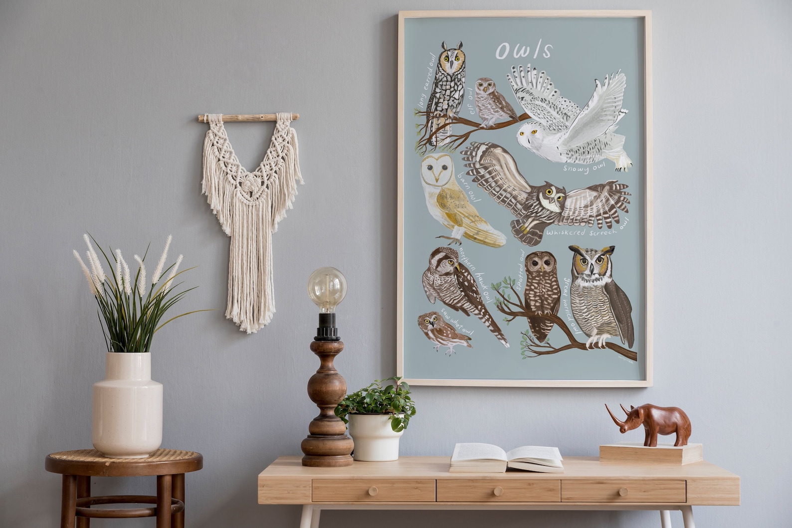 Owls Field Guide Poster, Owls of North America Wall Art, Types of Owls ...