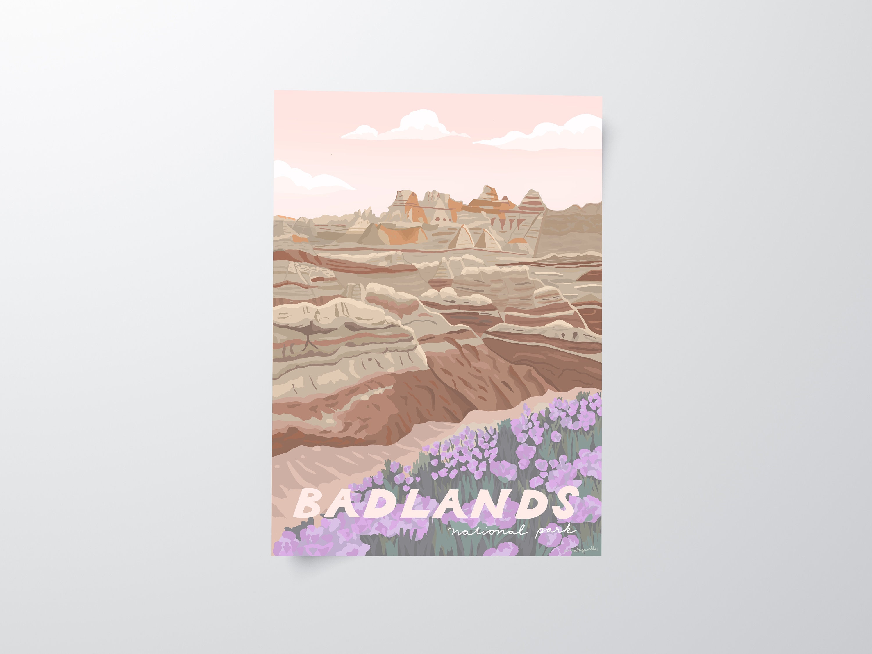 Badlands National Park Poster Badlands Illustrated Art Print - Etsy