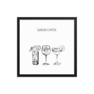 Bar is Open Framed Poster, Bar Cart Poster, Bar Art Poster - Etsy