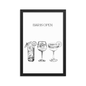 Bar is Open Framed Poster, Bar Cart Poster, Bar Art Poster - Etsy