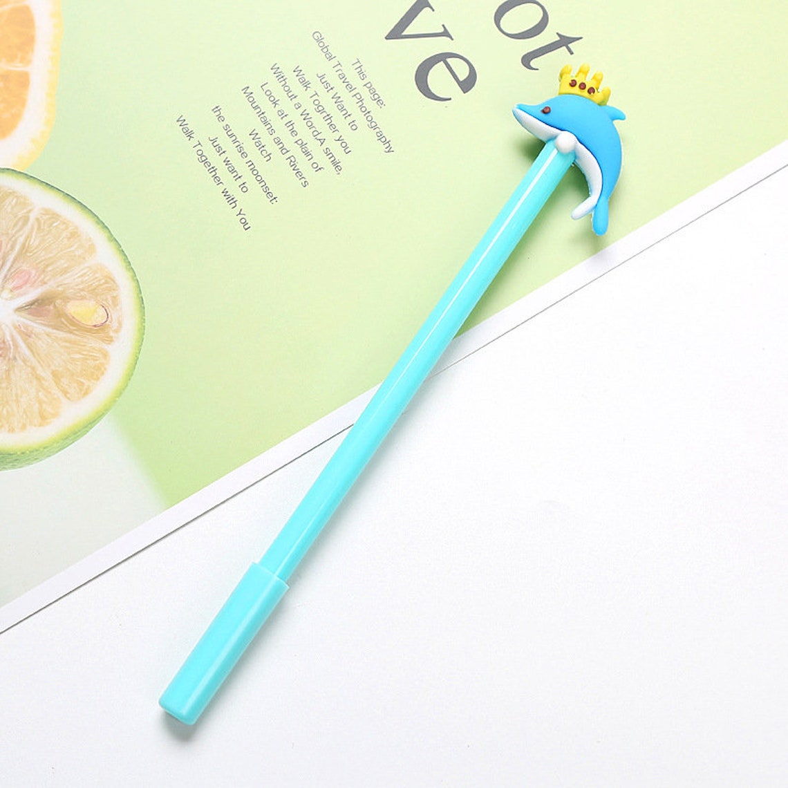 Dolphin Pen Blue Dolphin Pen Dolphin Gel Pen By The Sea Fun | Etsy