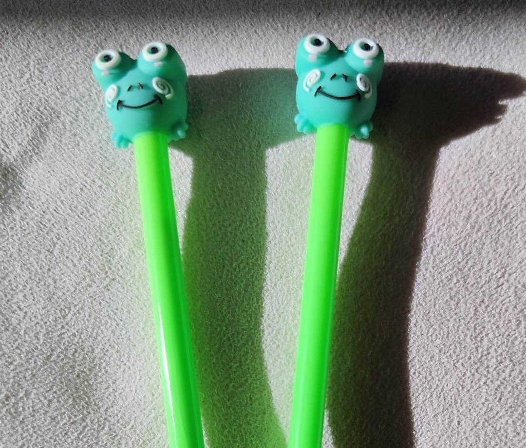 Frog Pen TWIN PACK Green Frog Gel Pen Fun Funky Home School - Etsy