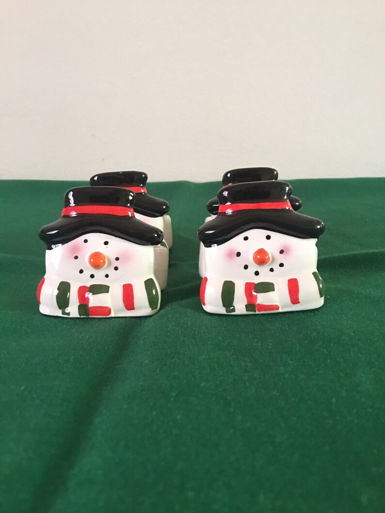 Vintage Ceramic Snowman Napkin Rings-set of 4 - Etsy