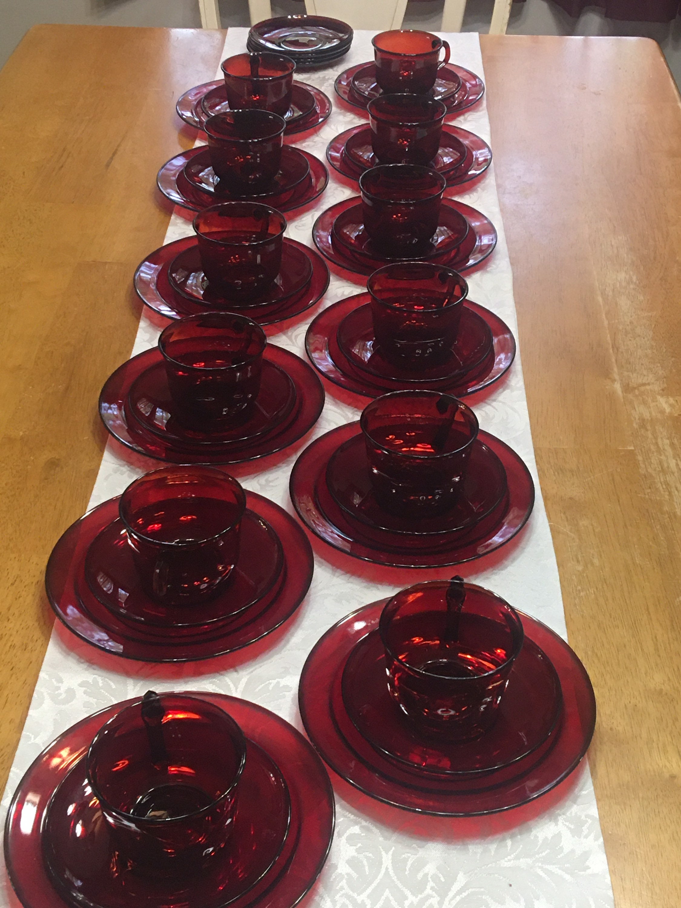 Lenox Ruby Red Arcoroc France Salad Dessert Saucer Cup Dinnerware - Etsy