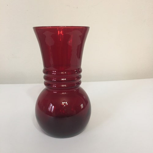 Ruby Red Glass Vase by Indiana Glass Vintage Red Glass Bud - Etsy