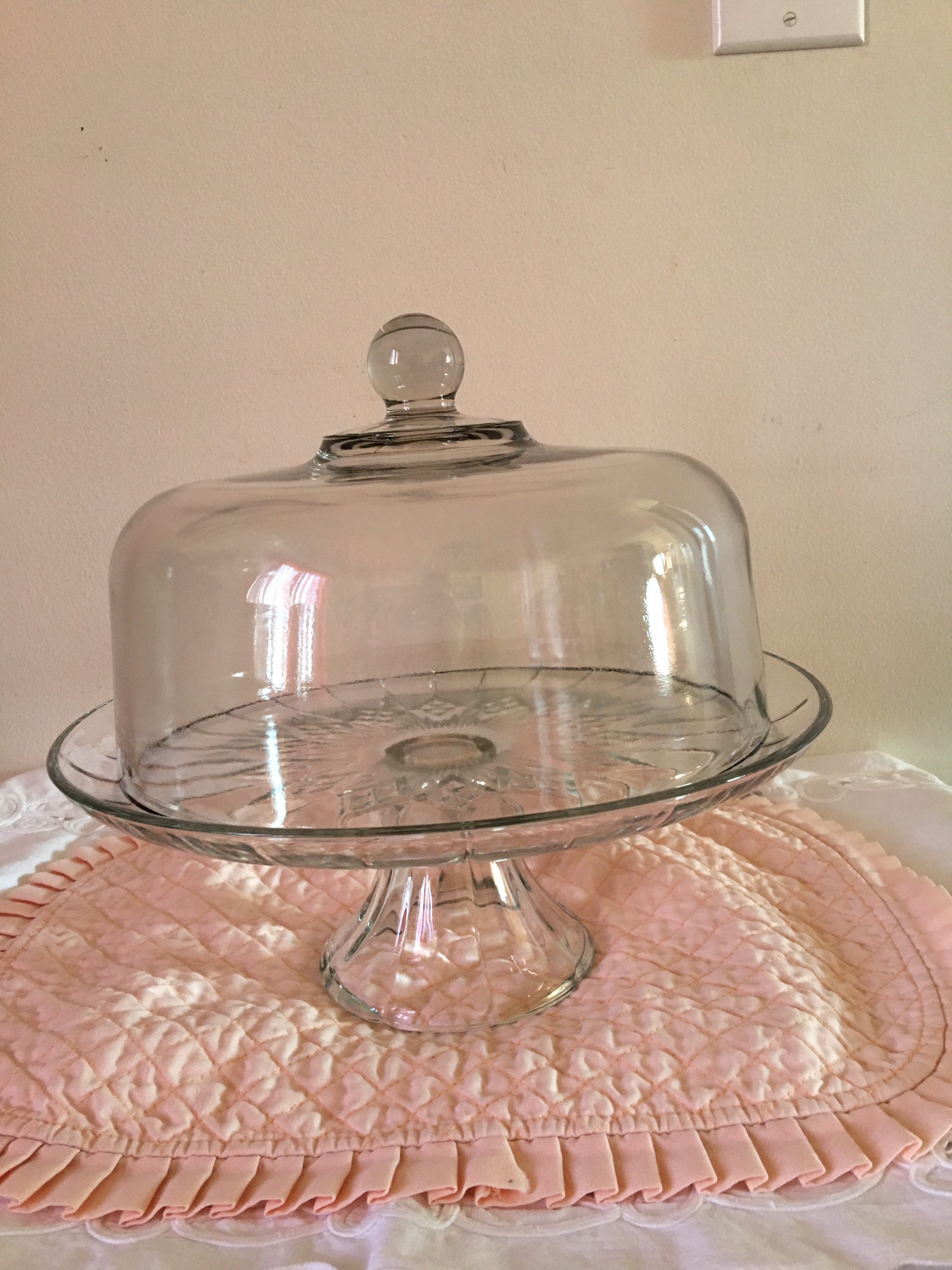 Anchor Hocking Glass Cake Pedestal With Dome - Etsy