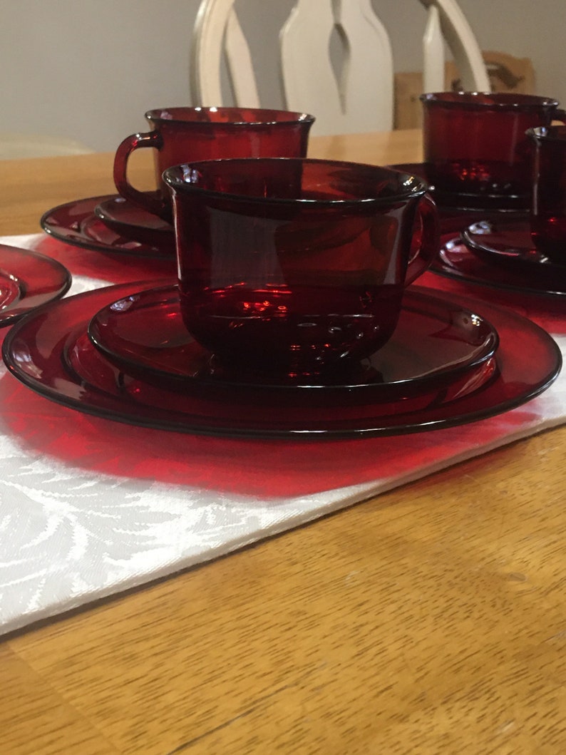 Lenox Ruby Red Arcoroc France Salad Dessert Saucer Cup Dinnerware - Etsy