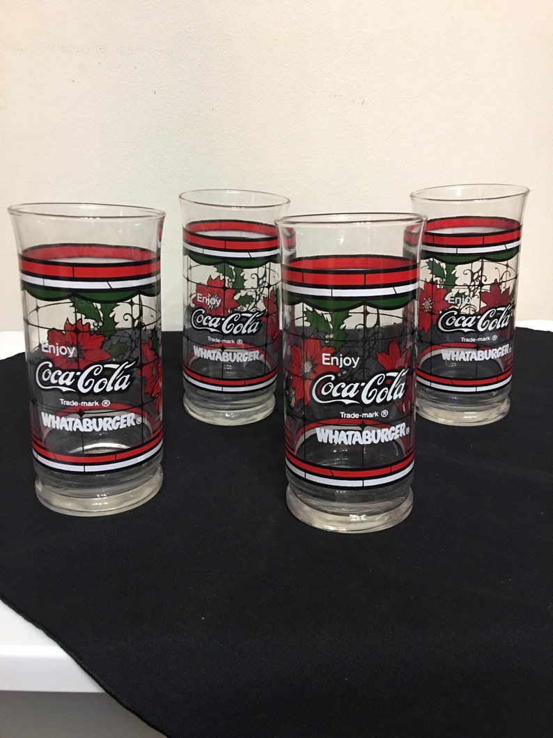 Enjoy Coca Cola Whataburger Holiday/christmas Poinsettia/holly Glasses ...