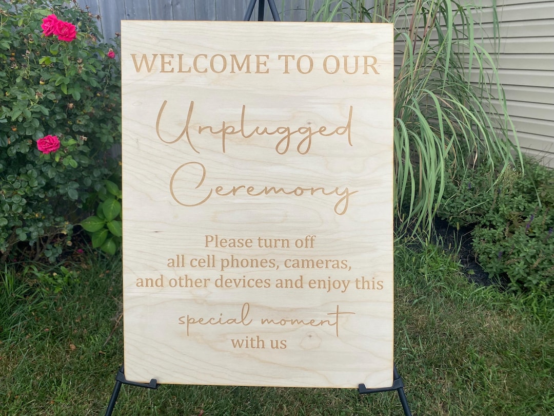 Welcome to Our Unplugged Ceremony Sign Wedding Welcome Sign and Easel ...