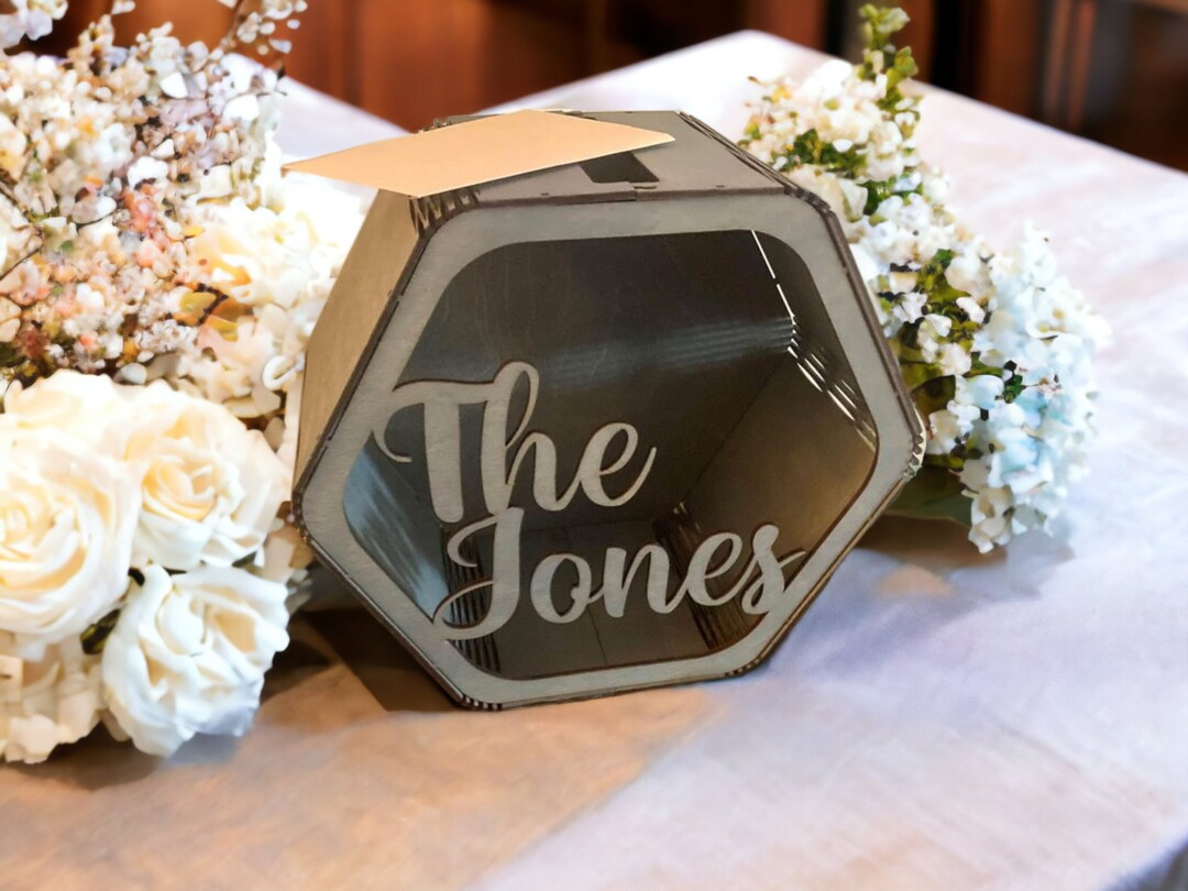 Personalized Wedding Card Box Wood, Rustic Wedding Card Drop Box ...