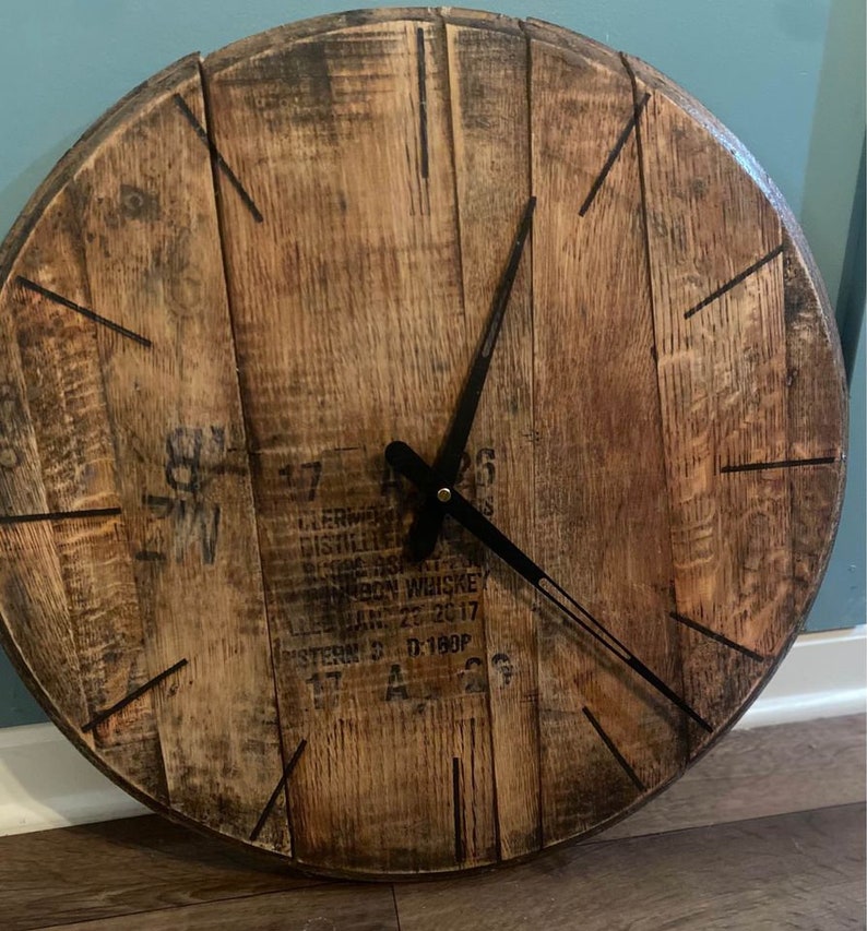 Whiskey Barrel Clock Wood Home Bar Decor 5th Anniversary - Etsy