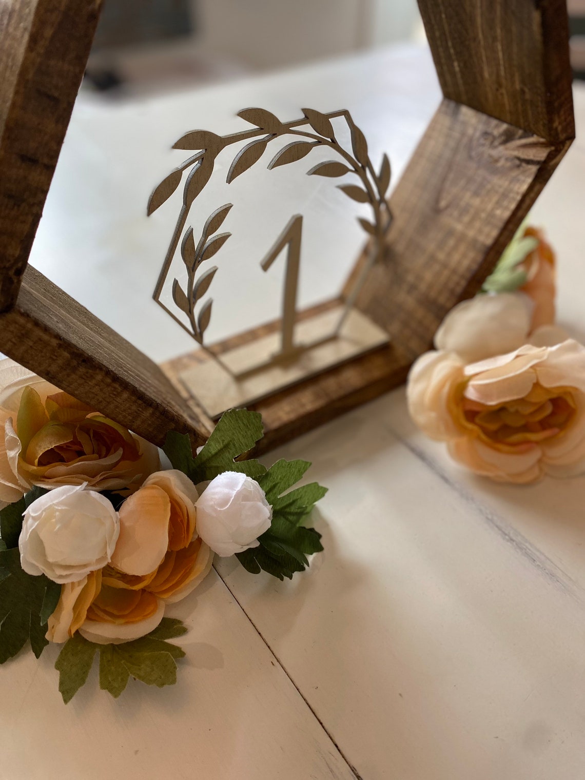 Hexagon Table Number Stands Wood Rustic Wedding Centerpieces - Etsy