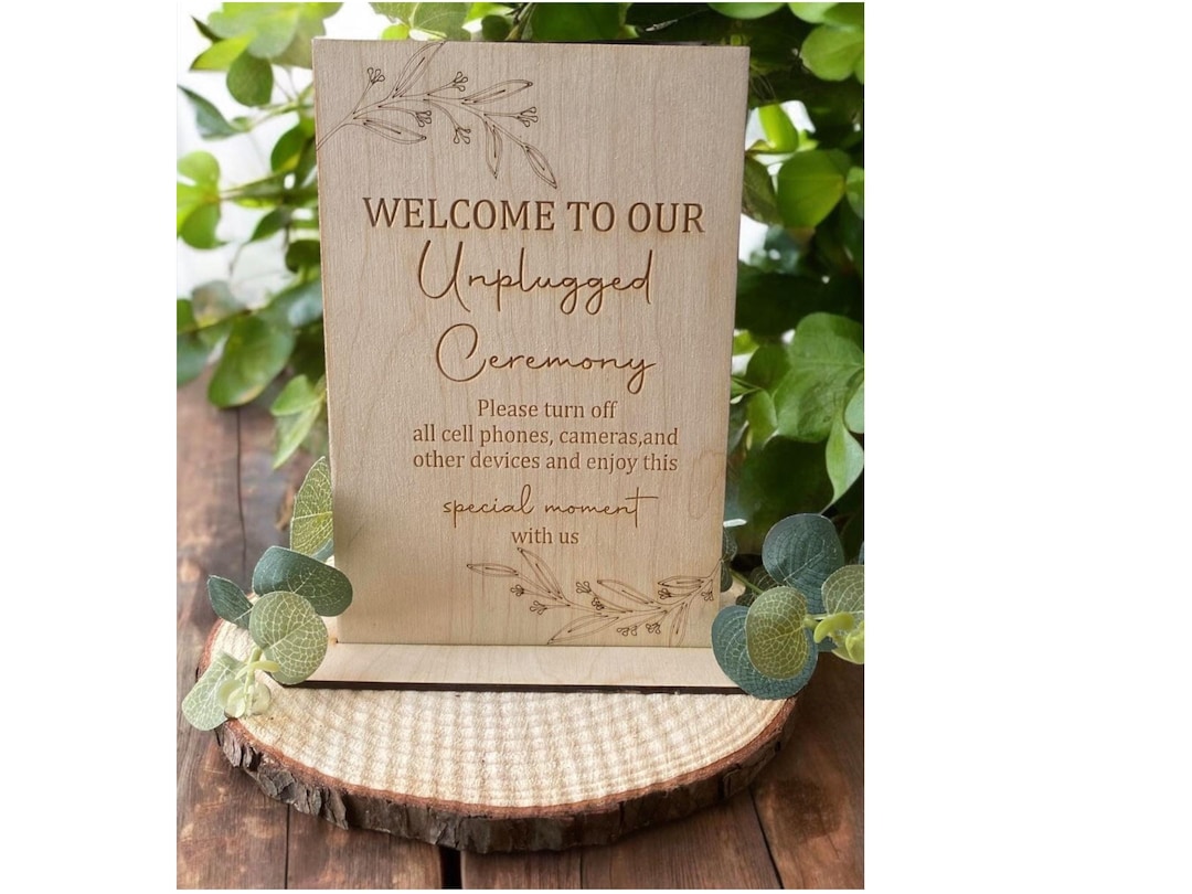 Welcome to Our Unplugged Ceremony Sign Wedding Welcome Sign and Easel ...