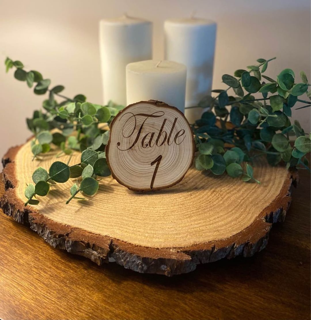 Farmhouse Wedding Table Decor Rustic Wedding Table Numbers Wood Slice ...