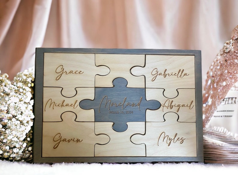 Personalized Unity Puzzle, Unity Ceremony Puzzle Wood, Blended Family ...