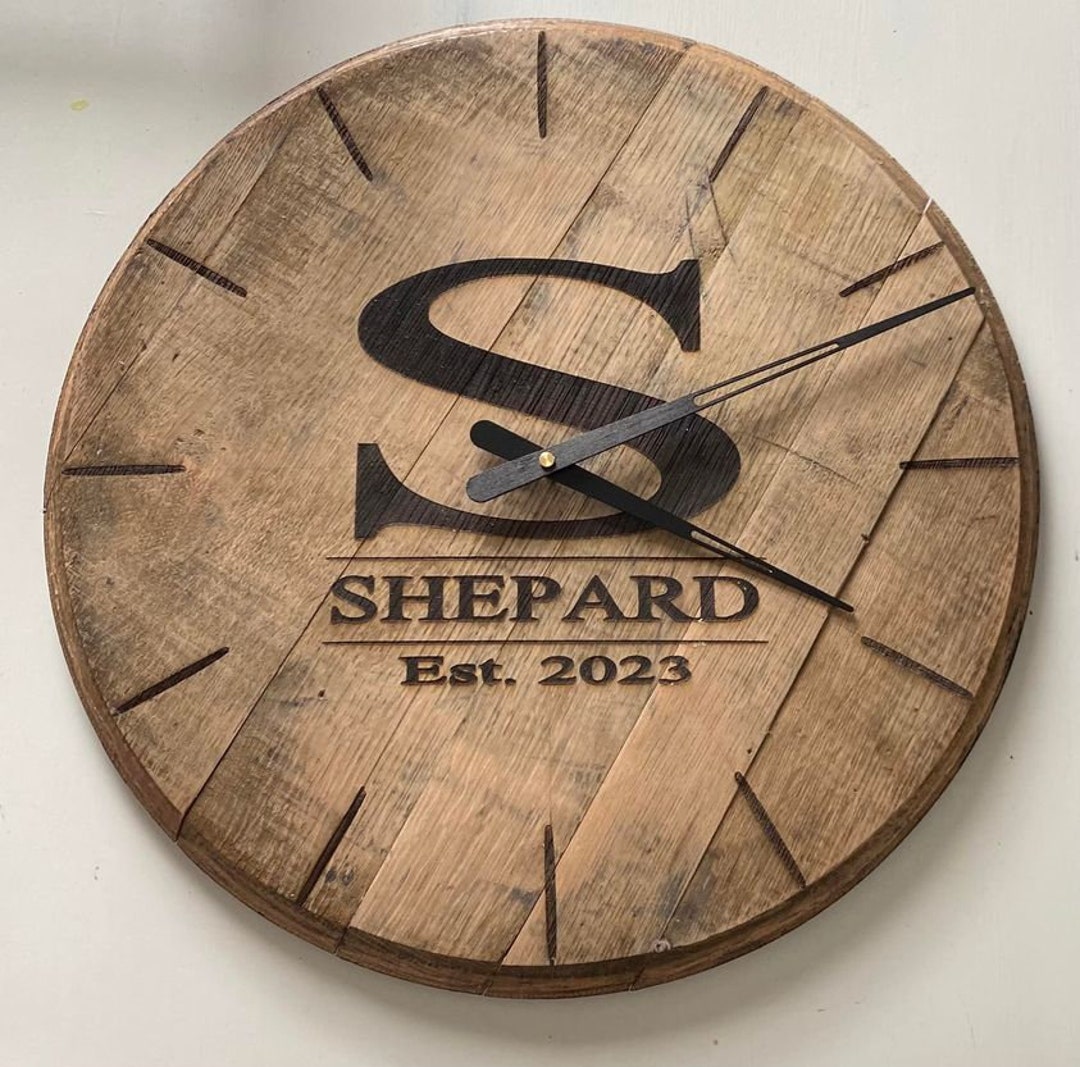 Personalized Whiskey Barrel Clock for Wall Unique Wedding Gift - Etsy
